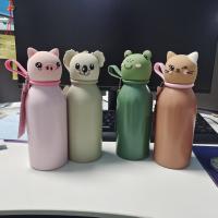 China 16oz Eco-Friendly Insulated Stainless Steel Water Bottle with Cute Removable Animal Head for Kids and Teens for sale