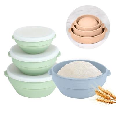 China Upgraded Silicone Sourdough Bread Proofing Basket With Handles - Reinforced Rim Support, 9 Inch Round Foldable Bowls For Sourdough Bread Baking, Oven & Dishwasher Safe-BPA Free for sale