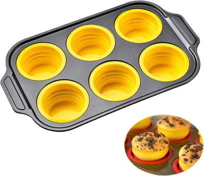 China 6-Piece Stackable Silicone Baking Pan Set - Temperature Resistant (-40°F to 446°F) Non-Stick Bakeware with Metal Reinforced Frame for sale