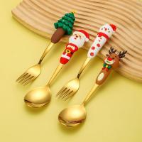 China Custom Silicone Christmas Spoon & Fork Set – Food-Grade Silicone + 304 Stainless Steel | Holiday Cartoon Cutlery For Kids & Gifts for sale