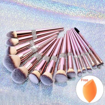 China CE Synthetic Hair Make Up Brushes Luxury With Belt Bag 14pcs for sale