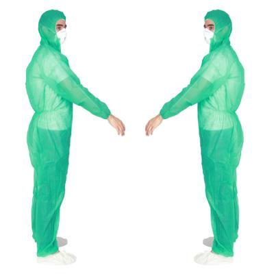 China Hospital Hooded Disposable Coverall Suit Chemical Resistant Spunbonded PP Nonwoven for sale