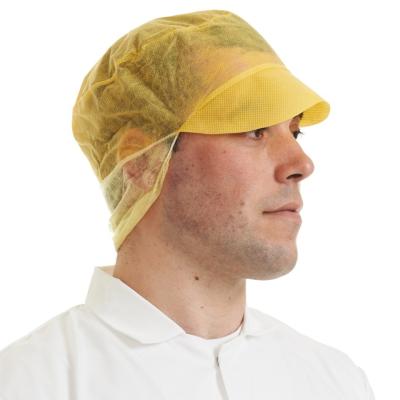 China Breathable Non Woven Disposable Head Cap With Peak And Hairnet / Light Weight for sale
