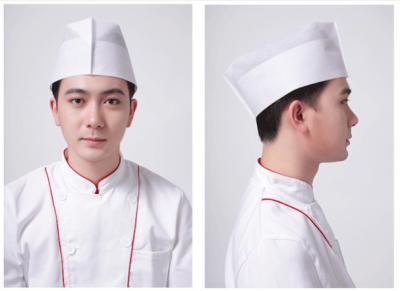 China White Breathable Kitchen Chef Hat Single Use , Non Woven Paper Food Service Hats  for sale