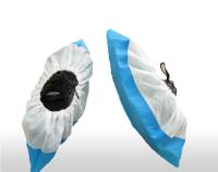 China White And Blue CPE Disposable Foot Covers PP Coated Anti - Static For Clean Room for sale