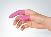 China 65mm Length Disposable Waterproof Finger Cot 20MP Tensile Strength 25mm Width for sale