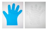 China Beauty Salon Blue / Clear Disposable Poly Gloves TPE Material S, M, L, XL Size for sale