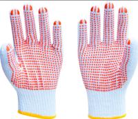 China PVC Dots Coated Cotton Knitted Hand Gloves , White Cotton Knit Gloves For Safety Working for sale