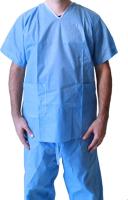 China Dark Blue Disposable Protective Gowns , Unisex V Neck Scrubs For Laboratory / Home Care for sale