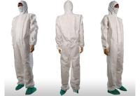 China Waterproof Anti Static White Disposable Paint Suit With Front Zipper and Flap for sale