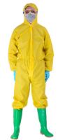 China General Purpose Yellow PP + PE Non Woven Protective Coverall Suit With Ultrasonic Welding for sale