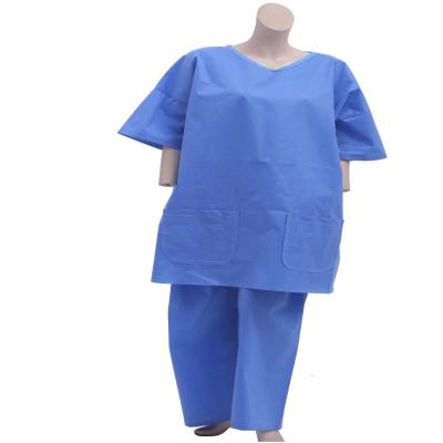 China Doctor Patient Protective Disposable Scrub Suits Short Sleeve Shirt Pants for sale
