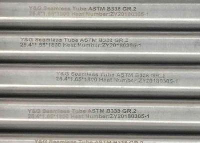 China Seamless Titanium Tube Grade 2 ASTM B338 25.4mm x 1.65mm High Oxidization Resistance for sale