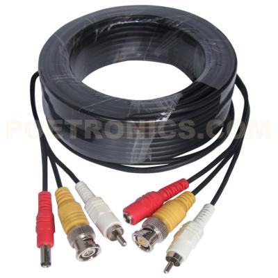 China 5-50 Meters Black/White Color CCTV Pre-made Siamese Video, Audio and Power Cable for sale
