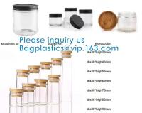 China Storage Jar Container With Bamboo Wood Lid, SQUARE Glass Jars, Round Cosmetic Concentrate Jars for sale