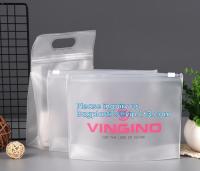 China Matte Frosted PVC EVA Swimwear Clothing Zip lockk Bag, Biodegradable Cosmetic Slider Zipper Packaging Bag for sale