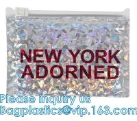 China Reusable Metallic Matte Glossy Holographic Zip lockk Bags, Reclosable Cosmetic Packing Bubble Pouch Slider Zipper for sale
