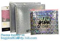 China Reusable Metallic Matte Glossy Holographic Zip lockk Bags, Reclosable Cosmetic Packing Bubble Pouch Slider Zipper for sale