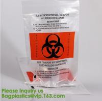 China Reusable Resealable Biohazard Specimen Bags, Laboratory Sample Bag, Zip lockk, Outside Pocket Paperwork Pouch for sale