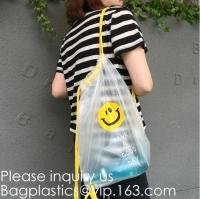 China Biodegradable Drawstring Laundry Bag customzied, Logo Printed Poly Hotel, Travel Laundry belonging Bag for sale