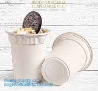 China Compostable Sugarcane Cup 8/12oz Eco Friendly Biodegradable Bagasse Coffee Cups, Sugarcane Bagasse Pulp for sale