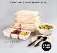 China Take Away Fast Food, Compartment Packing Box, Containers, Starch Biodegradable, Environmental Lunch Meal Box for sale