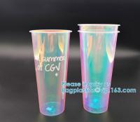China U Shaped Creative Disposable Glitter Cup, Beverage Juice Coffee Tea Takeaway Cups, Milk Shake Smoothie for sale