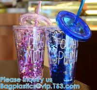 China Sequin Double Layer Water Bottle Glitter Cup Heat Cold Insulation Party Home Wedding Thanksgiving Birthday for sale