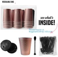 China Metallic Party Rose Gold Cups, Lid Spoon, Rose Gold Party Decorations, Bridal Shower Decorations, Coffee Cups for sale