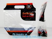 China Custom Printed Zip lockk Handle Bags, Stand Up Pouch with Clear Window, Rotisserie Fried Chicken Packing for sale