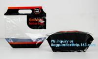 China Custom Printed Zip lockk Handle Bags, Stand Up Pouch with Clear Window, Rotisserie Fried Chicken Packing for sale