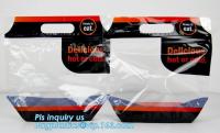 China Custom Printed Zip lockk Handle Bags, Stand Up Pouch with Clear Window, Rotisserie Fried Chicken Packing for sale