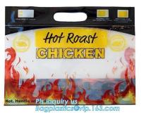 China Custom Printed Zip lockk Handle Bags, Stand Up Pouch with Clear Window, Rotisserie Fried Chicken Packing for sale