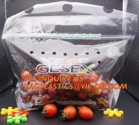 China slider Zipper Top, Vest Handle Pouch Bags, Keep Fresh pouch Bag with air Holes hanging hole, handy Handle for sale