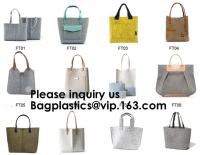 China Grocery Bags Reusable Eco Shopping Bags Large Made By Felt Fabric Produce Bags Stylish Travel Tote Bag Gray for sale