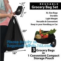 China Xlarge Handle Bags Reusable Washable Foldable Folding Reusable Shopping Bags, Groceries With Zipper Carrier for sale