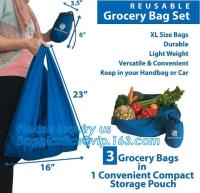 China Xlarge Handle Bags Reusable Washable Foldable Folding Reusable Shopping Bags, Groceries With Zipper Carrier for sale