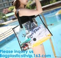 China PVC, Nylon, slider closure Stadium Bag, Clear tote Bag, Beach Bag Handbag, Travel & Gym Zippered Tote Bags for sale