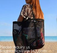China Mesh Beach Bags Totes, Extra Large Pockets, Oversized Big Duffle Bag, net bags, Grocery Produce Pockets for sale