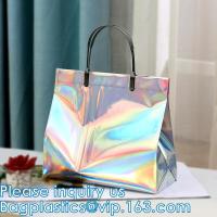 China Holographic Rainbow Handbag Reusable Bags, Gym Sports Security Travel Beach Lunch Box Restaurant Takeouts for sale