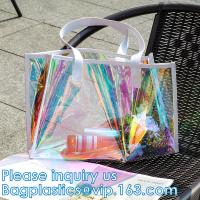 China Female Holographic Transparent Handbags Women Beach Bag Sac Hologram Laser Clear PVC Tote Shopping Bag for sale
