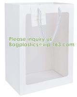 China Kraft Paper Bags Square Bags, Thick Paper Bag With Window For Wedding, Party, Birthday, Shopping, Flower Bags for sale