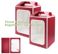 China Kraft Paper Bags Square Bags, Thick Paper Bag With Window For Wedding, Party, Birthday, Shopping, Flower Bags for sale
