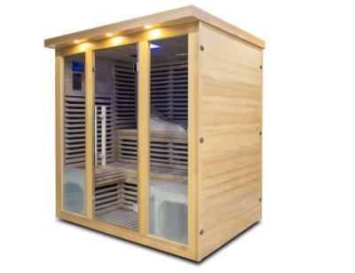China Indoor 4 Person Far Infrared Sauna Room Hemlock Wood 220V Muscle Recovery for sale