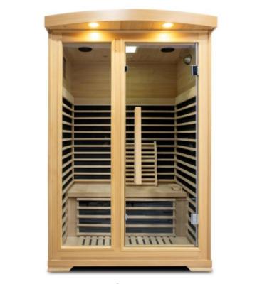 China 2 Person Hemlock Solid Wood Indoor Sauna with Low EMF Carbon Heater 1800W for sale