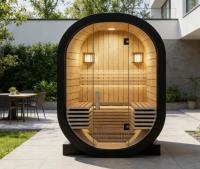 China Outdoor 3 Person Spruce Red Cedar Shaped Sauna Room with 6kw Electric Stove for sale