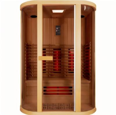 China Full Spectrum Infrared Sauna Room 2 Person Red Light Far Near Middle Hemlock Wood for sale
