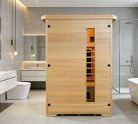 China Indoor Far Infrared Sauna House 3 Person 1800W Hemlock Wood Low EMF Carbon Heater for sale