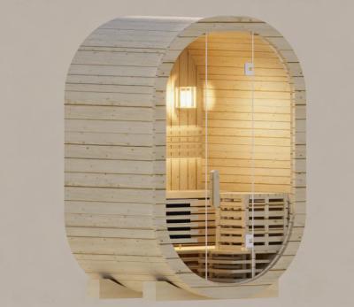 China Outdoor 3 Person Oval Sauna Room Spruce Red Cedar 180cm Electric Stove for sale
