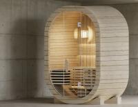 China Outdoor 3 Person Oval Sauna Room Spruce Red Cedar 180cm Electric Stove for sale